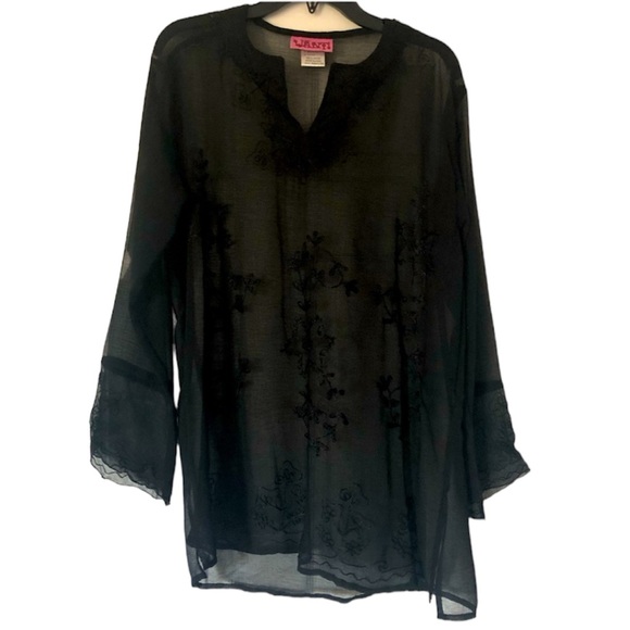 Tops | Sheer Black Tunic | Poshmark